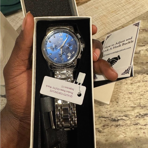 Accessories | Blue And Silver Chronograph Watch With Stainless Steel ...